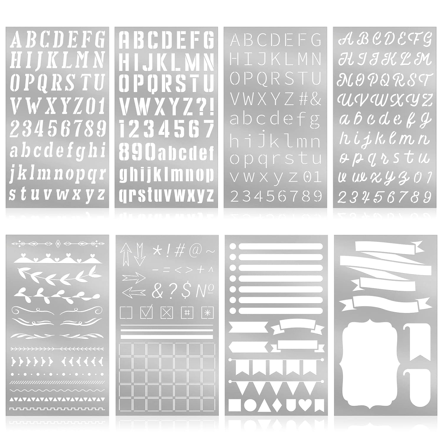 Lewtemi 8 Pcs Metal Stencils Wood Burning Tool 4 x 7 Inch Stencil Metal ...