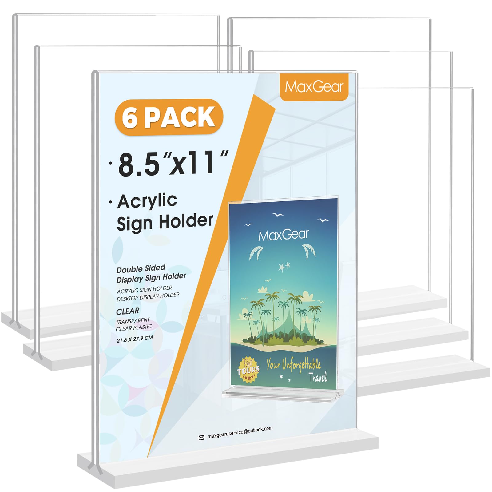 Snapklik.com : Acrylic Sign Holder 85x11 6 Pack, Double Sided Clear ...