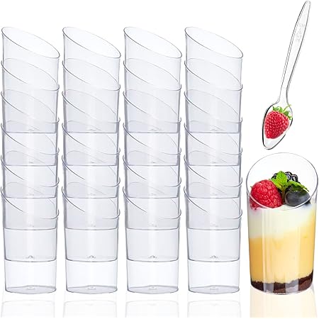 Amazon.com | 50 Pack Mini Dessert Cups with Spoons - 2.2 oz Clear ...