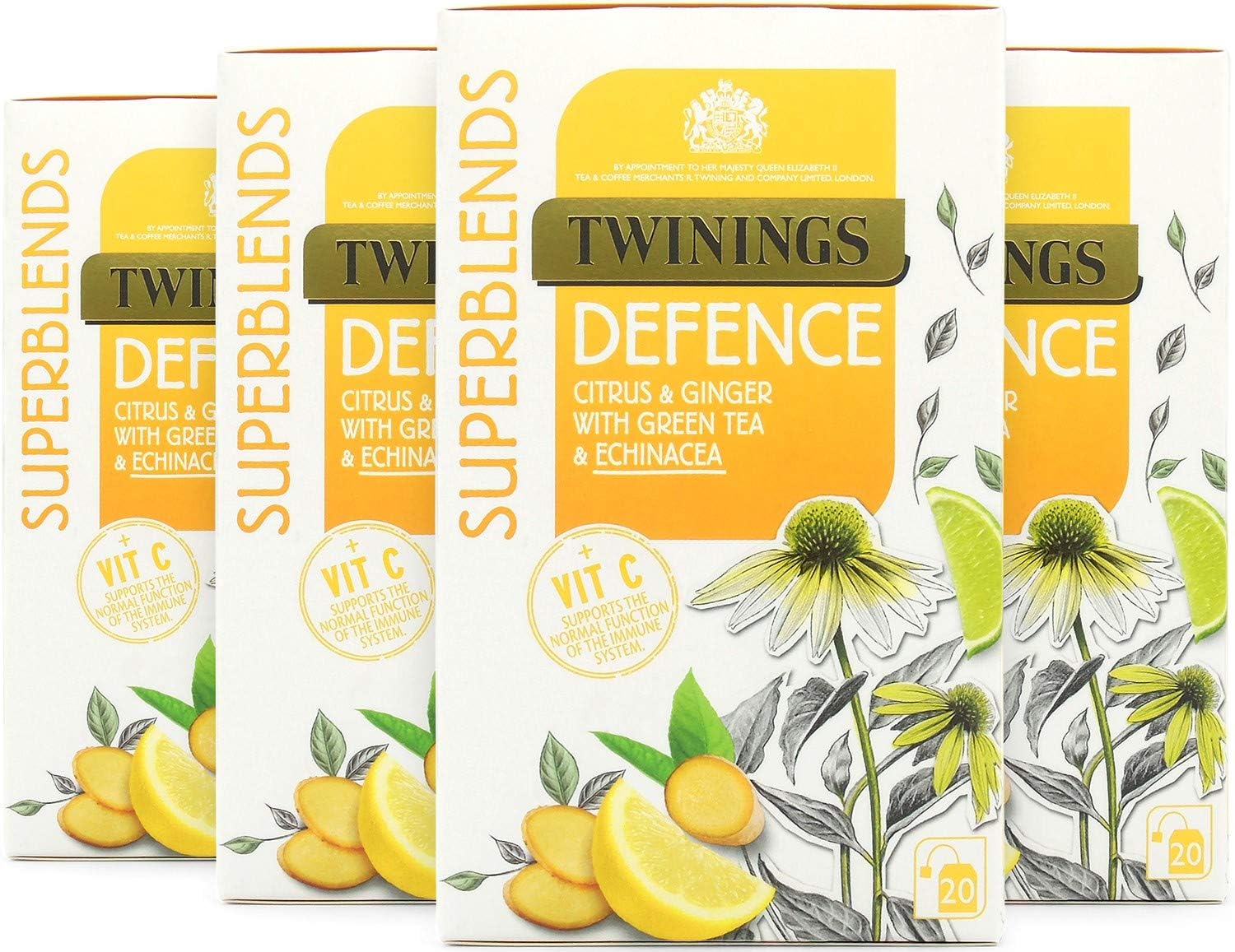 Twinings Superblends Defence Tea - Citrus & Ginger Green Tea Herbal ...