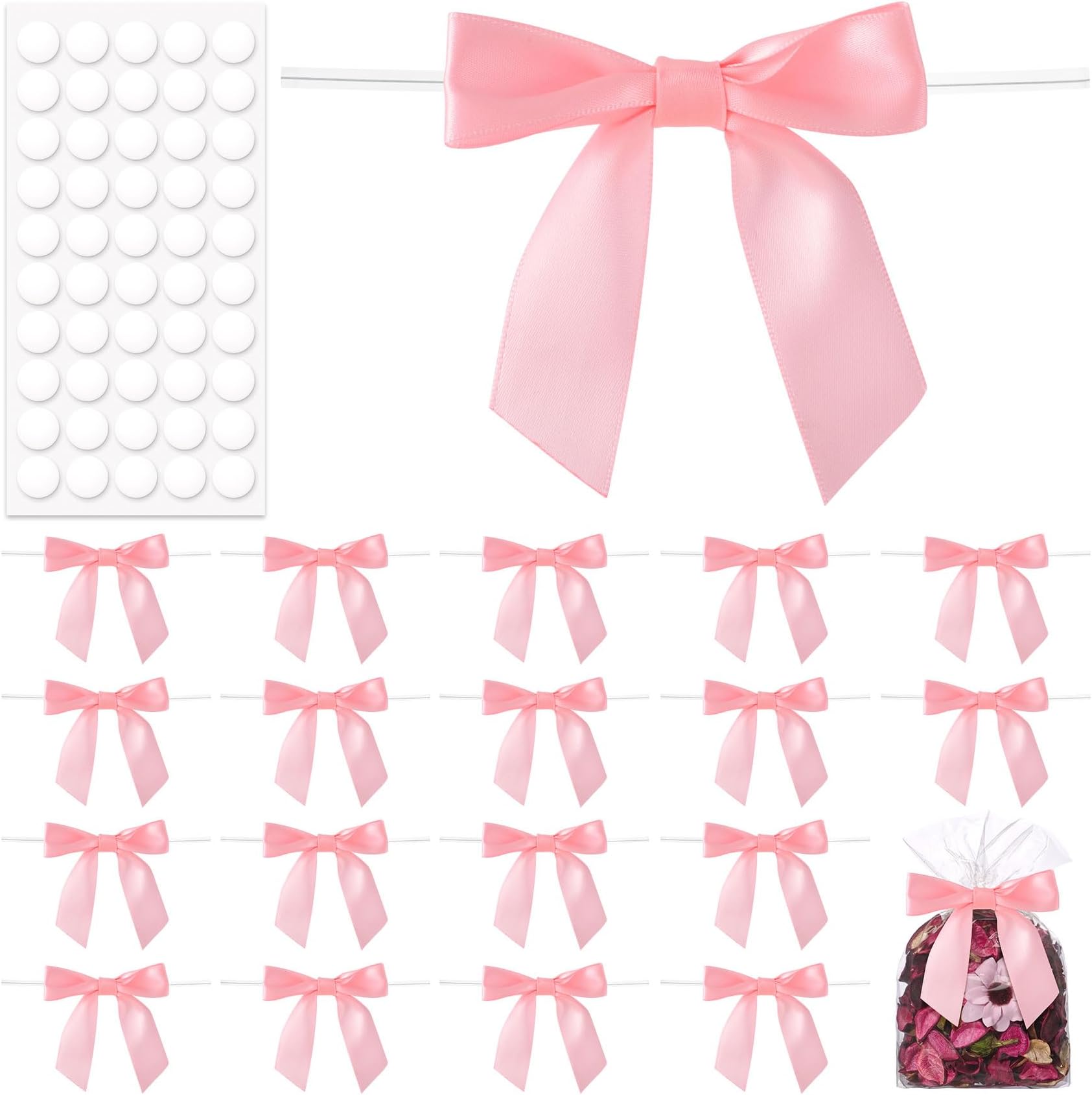 Amazon.com: Saybrook Products Light Pink Pre-Tied Organza Bows With ...