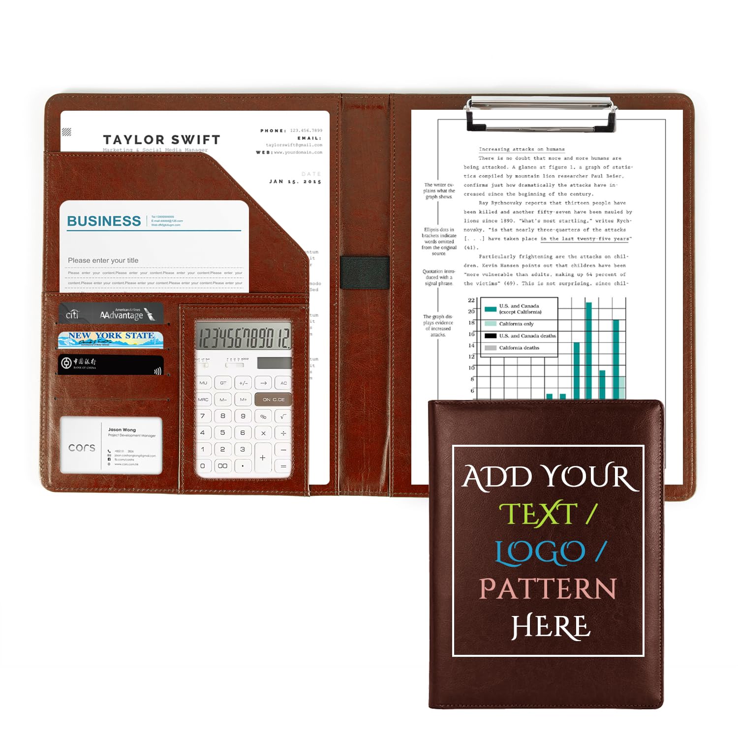 Amazon.com : Personalized Padfolio Clipboard Folder | Custom Leather ...