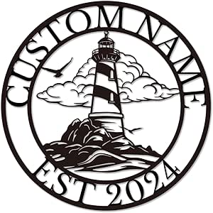 Amazon.com: Personalized Lighthouse Metal Wall Art - Custom Coastal ...