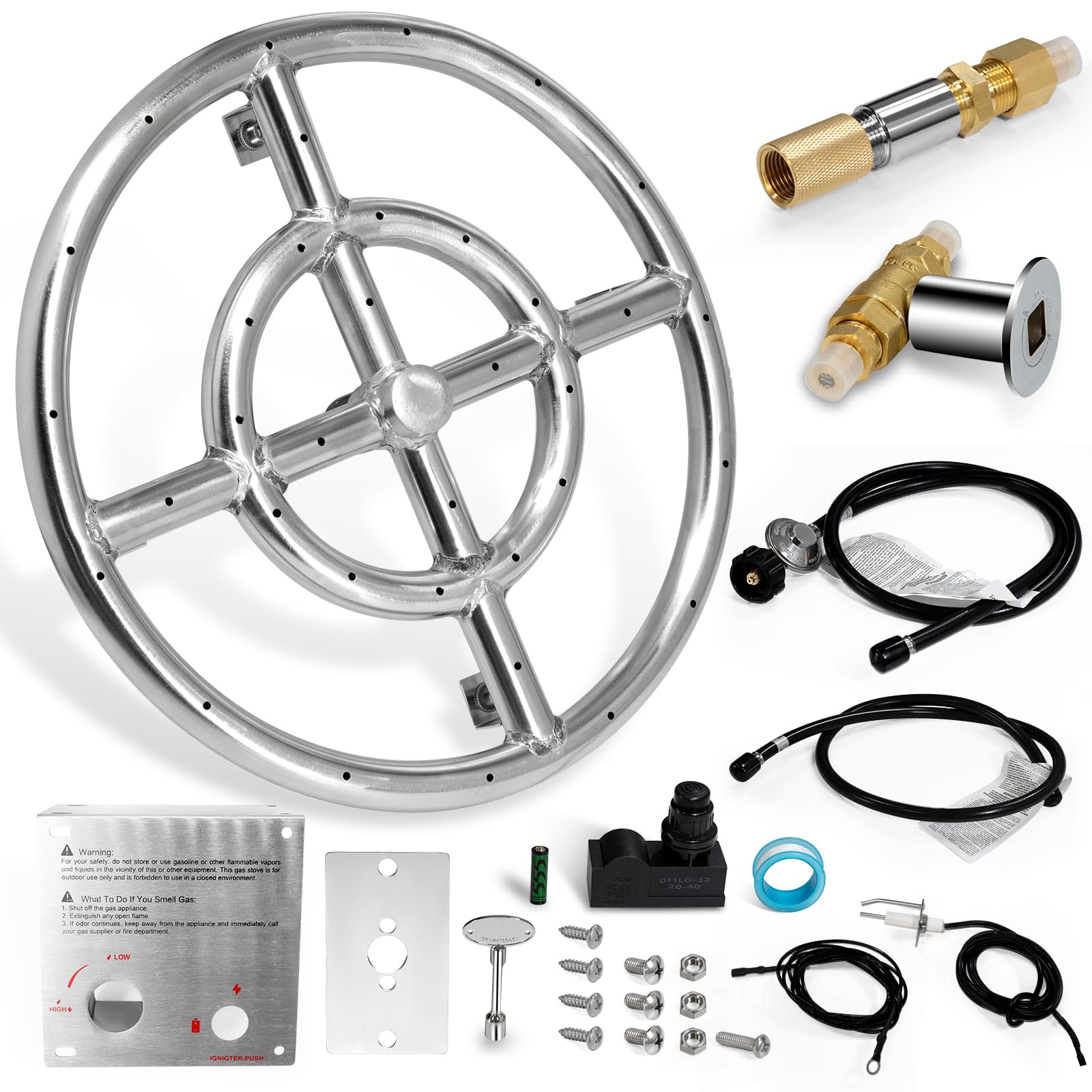 Amazon.com: Hiorucet 18 Inch Fire Pit Ring Burner Kits, DIY Propane Gas ...