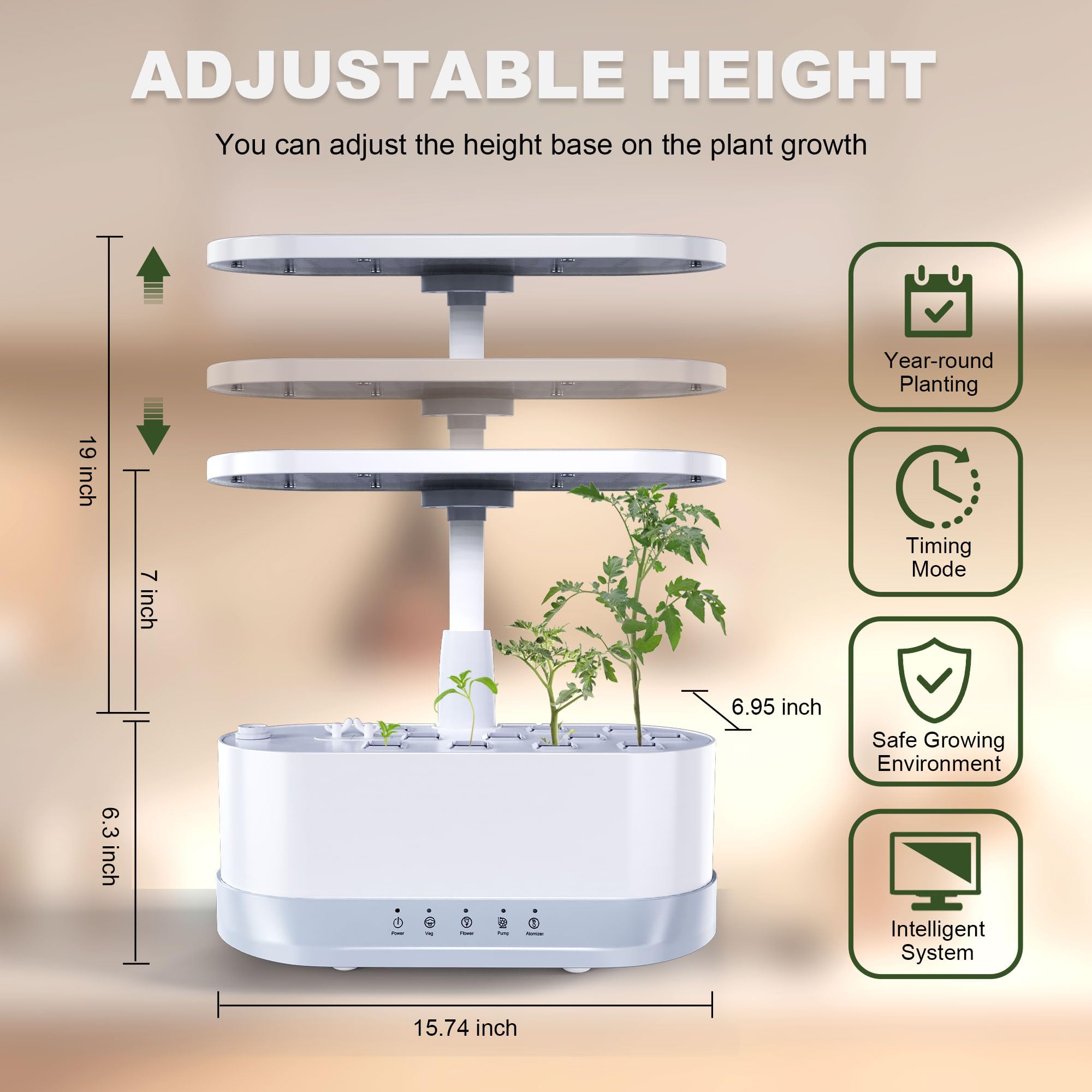 Hydroponics Growing System Mist Humidifier, 11 Pods Indoor Garden Plant ...