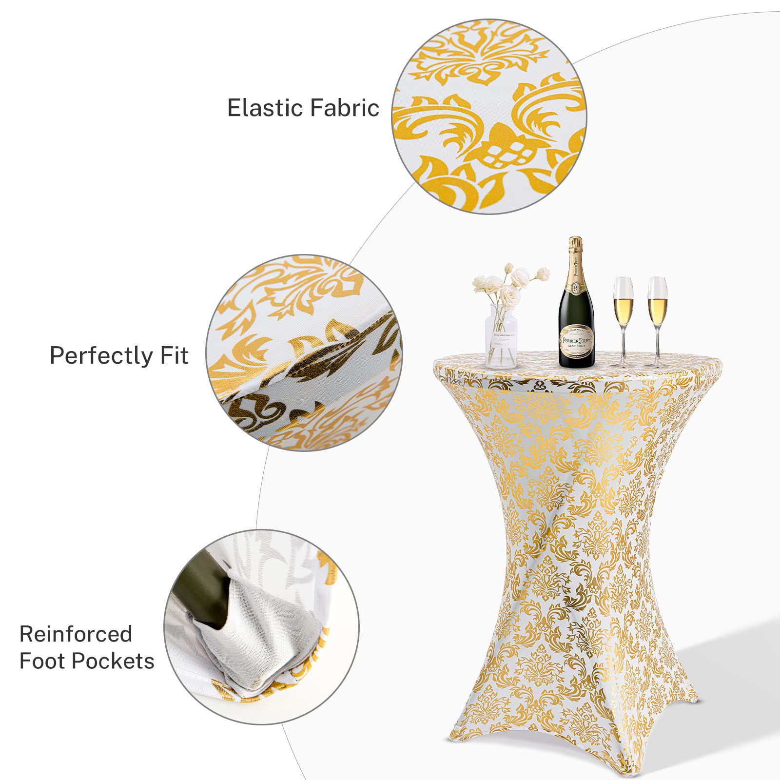 Snapklik.com : ANMINY Highboy Spandex Cocktail Table Covers Metallic ...