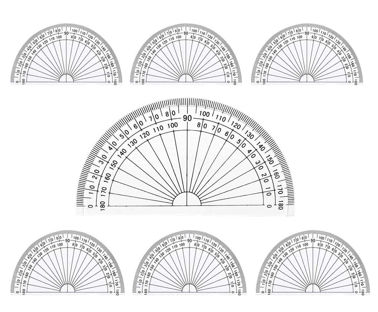 Buy 10 Pack Plastic Protractors Math Mini Protractor 180 Degrees 4 Inch ...