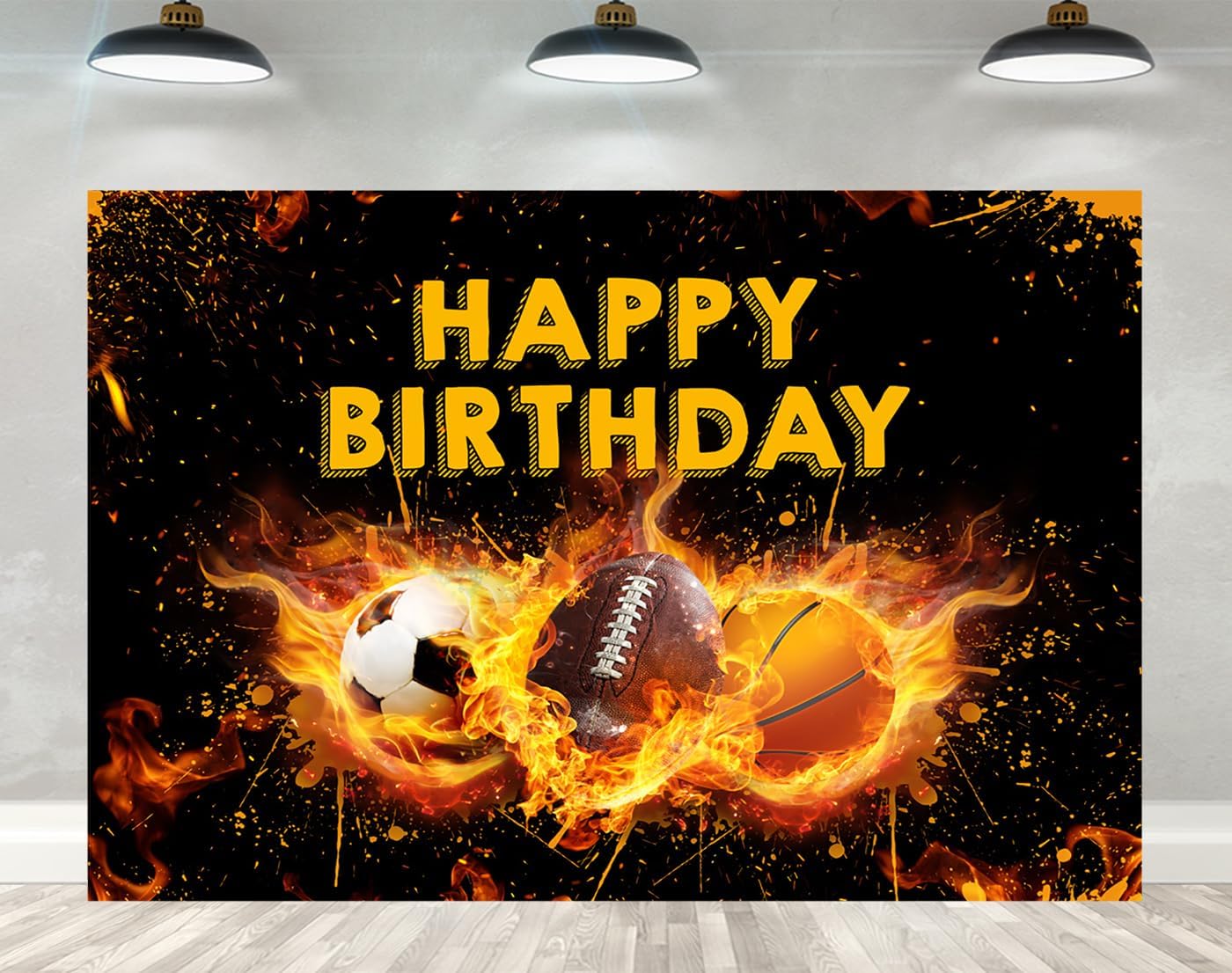 Amazon.com : Ticuenicoa 5×3ft Sports Birthday Backdrop Black Birthday ...