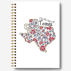 Amazon.com : Guymn Coquette Bow Floral Texas Map Notebook, Texas Gifts ...