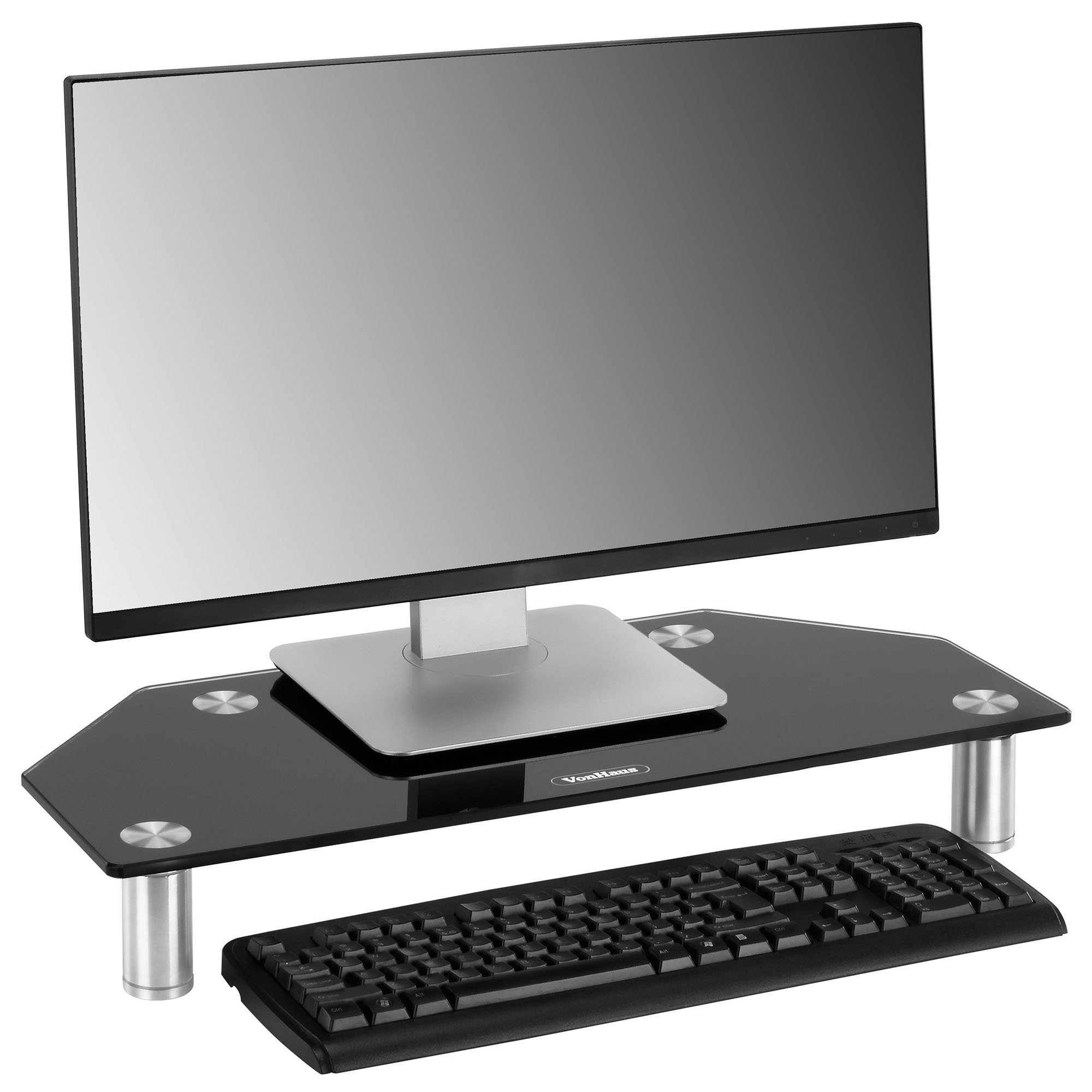 Buy VonHaus Black Glass Monitor Stand Riser For Computers Laptops