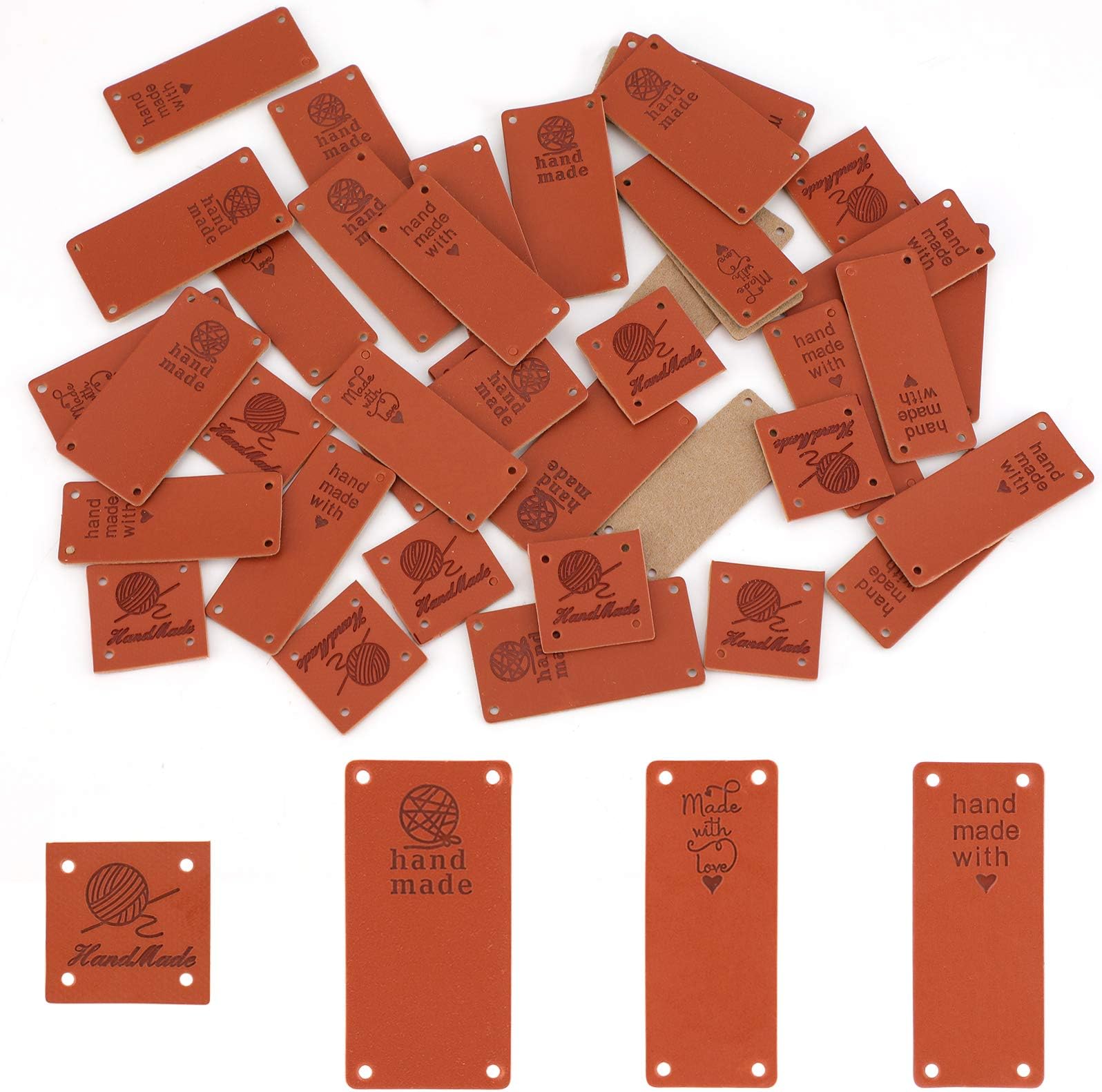 Amazon.com : SAVITA 40PCS Handmade Leather Labels PU Leather Labels ...