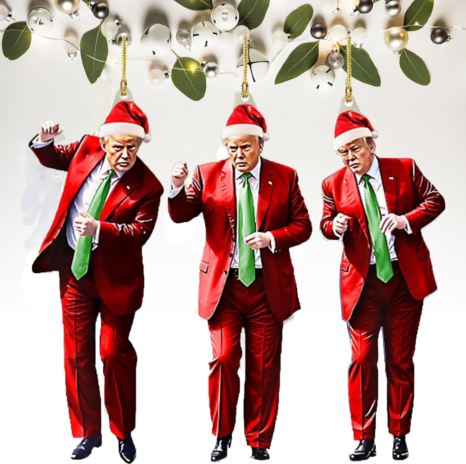 Amazon.com: Trump Christmas Ornament Set of 3 - Trump 2D Christmas Tree ...