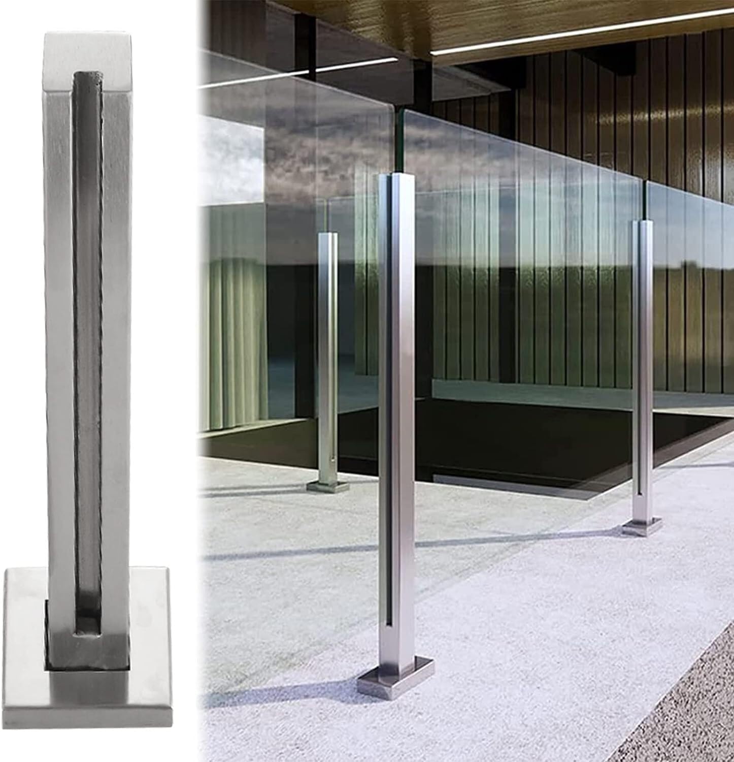 HSF Glass Balustrade Post, Deck Glass Railing Post System, Square ...