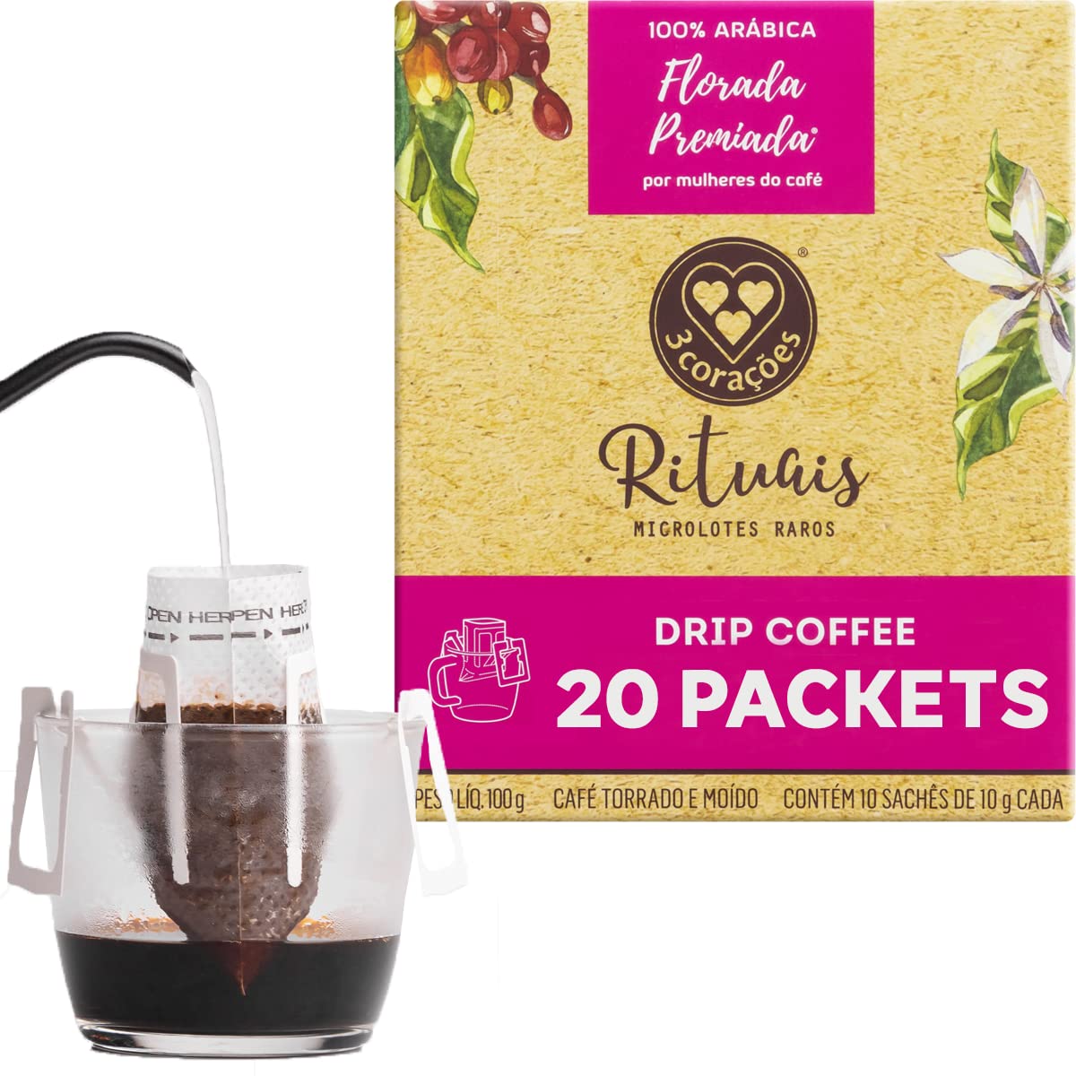Amazon.com: 3 CORAÇÕES Florada Drip Coffee - Authentic Brazillian Pour ...