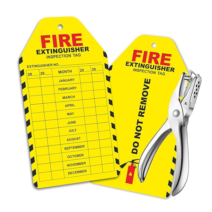 Fire Extinguisher Inspection Tags - 50 Pack Yearly Monthly Tags for ...