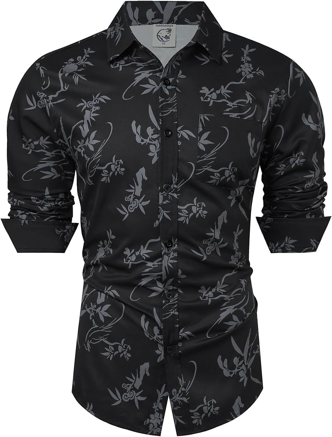 Hardaddy Men's Tropical Floral Button Down Long Sleeve Hawaiian Shirt ...