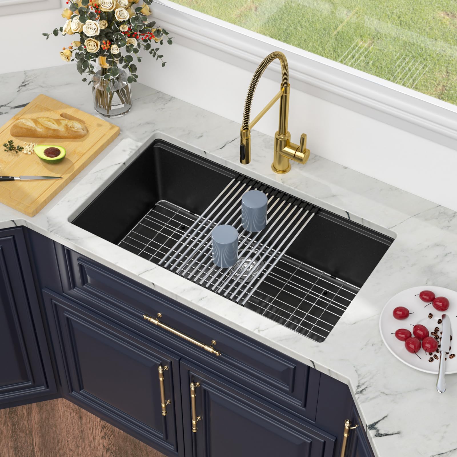 Snapklik.com : Kichae 32 Inch Granite Composite Undermount Kitchen Sink