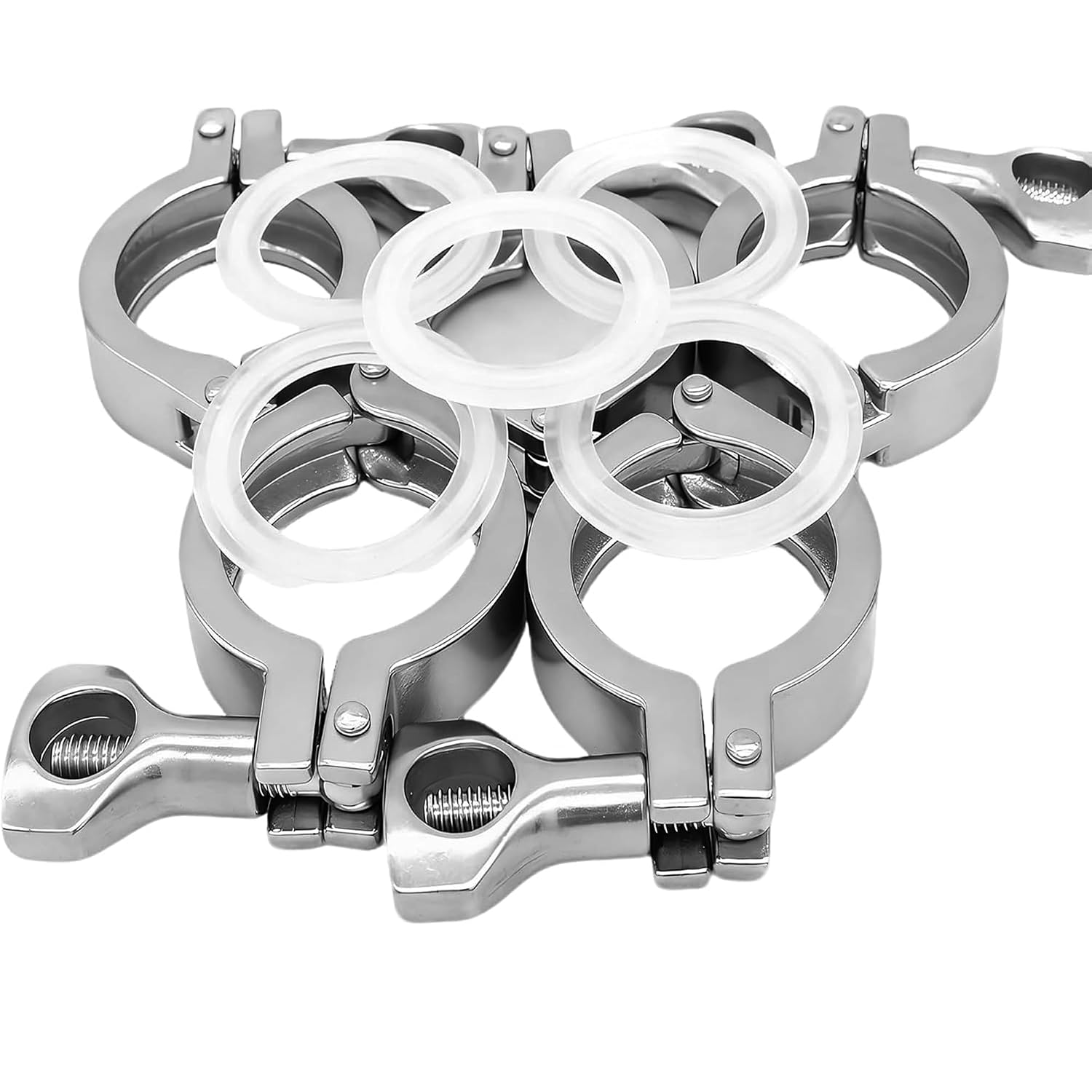 QiiMii Single Pin Heavy Duty 5 Pack Tri Clamps with Wing Nut Ferrule TC ...