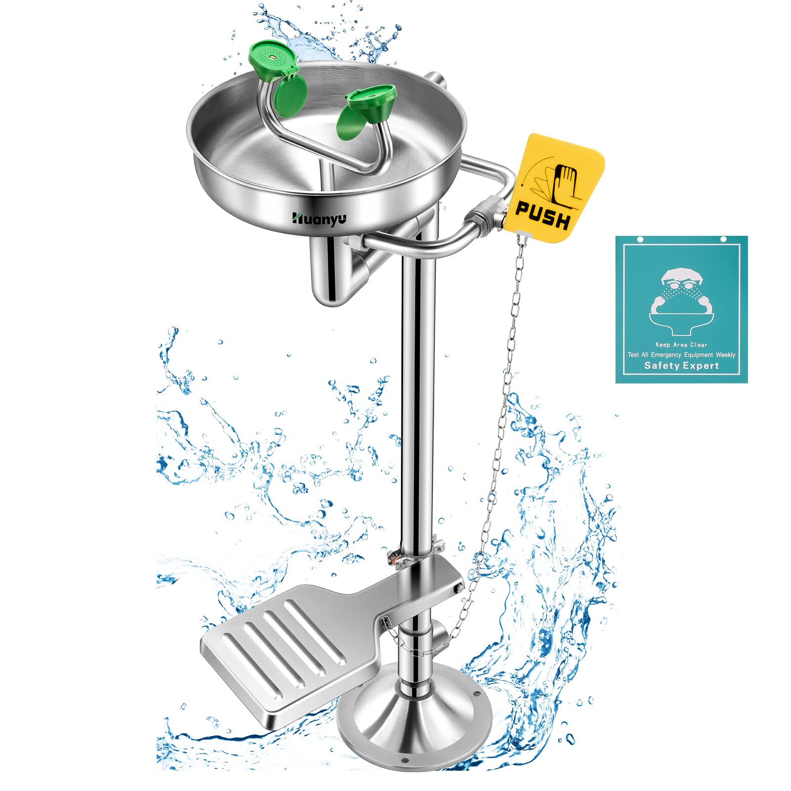 Huanyu Stand Up Eye Wash Station Pedestal Mounted Eyewash Station ...