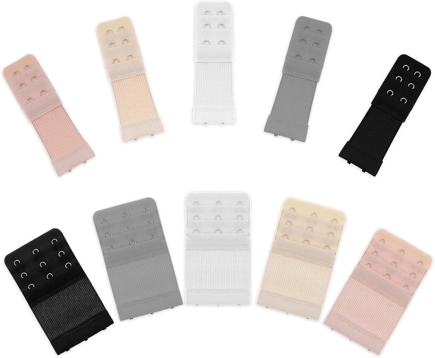 10 Pieces Bra Extenders 2 and 3 Hook 3 Rows Elastic Bra Strap Extender ...