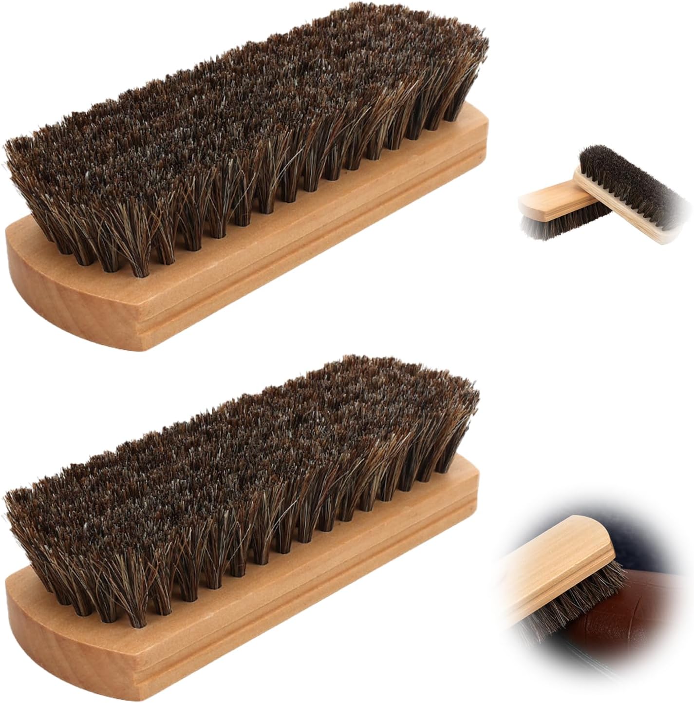 KY-Tech Shoe Brush, 2pcs Premium Horsehair Shoe Brush Shoe Shine Brush ...