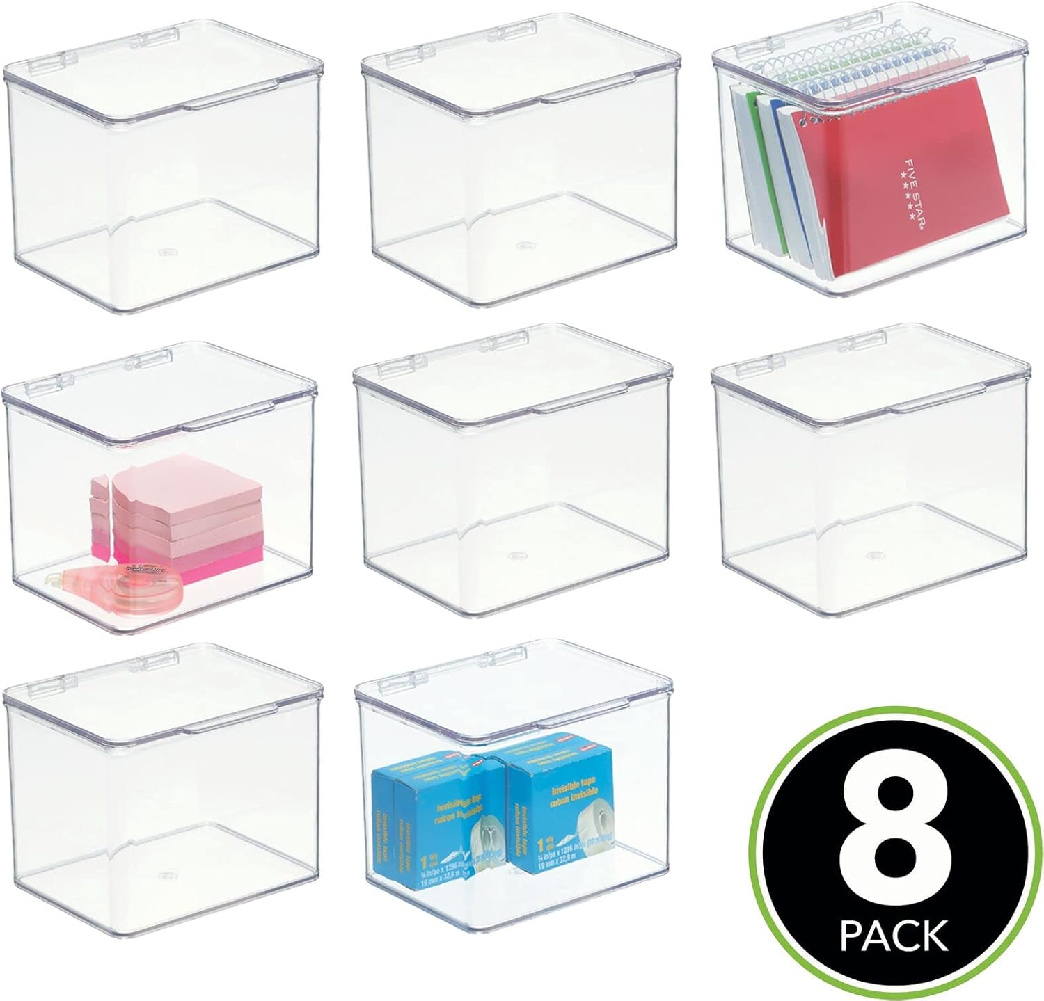 Buy mDesign Small Plastic Home Office Storage Organizer Box Containers ...