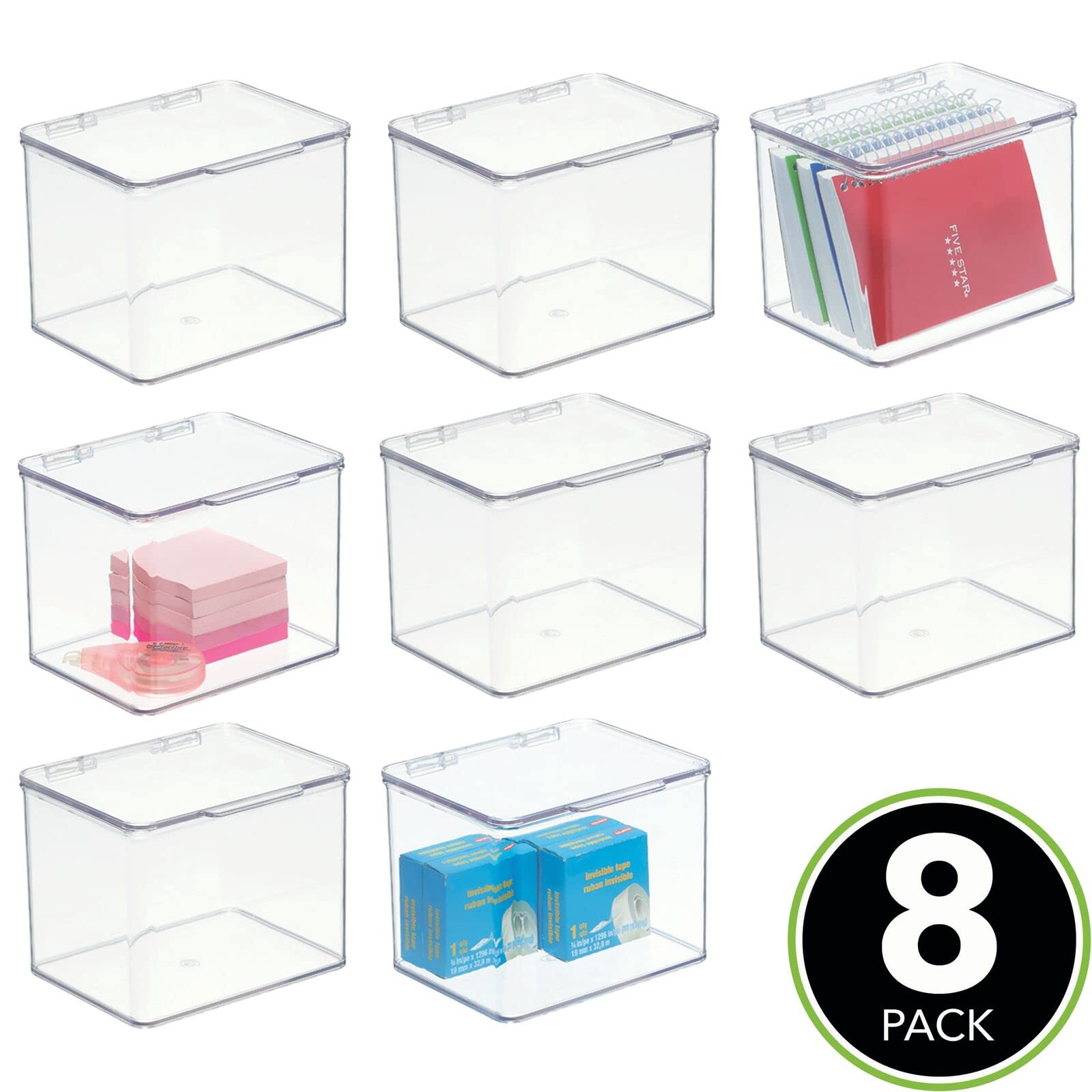 mDesign Small Plastic Home Office Storage Organizer Box Containers w ...