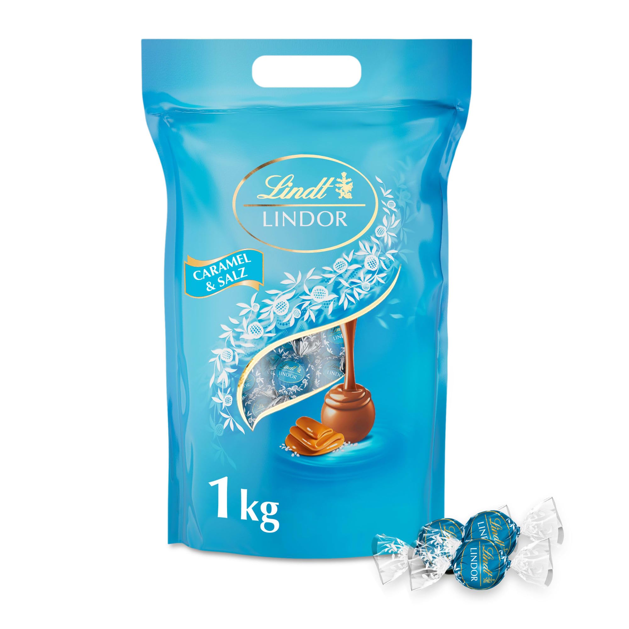 Lindt Lindor Salted Caramel Milk Chocolate Truffles Bag - Approx 80 ...