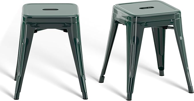 Amazon.com: Rivibuio 18 Inch Industrial Metal Dining Stools – Stackable ...