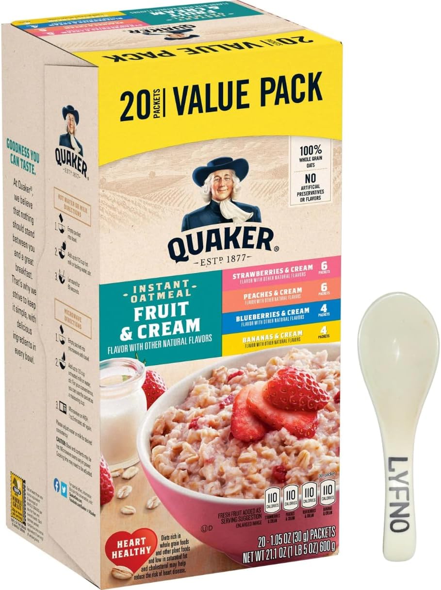 Amazon.com: Quaker Instant Oatmeal, Fruit & Cream Variety Pack ...