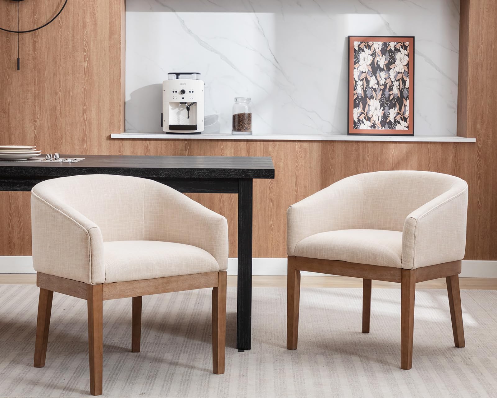 Amazon.com - Mid Century Modern Upholstered Barrel Dining Chairs with ...