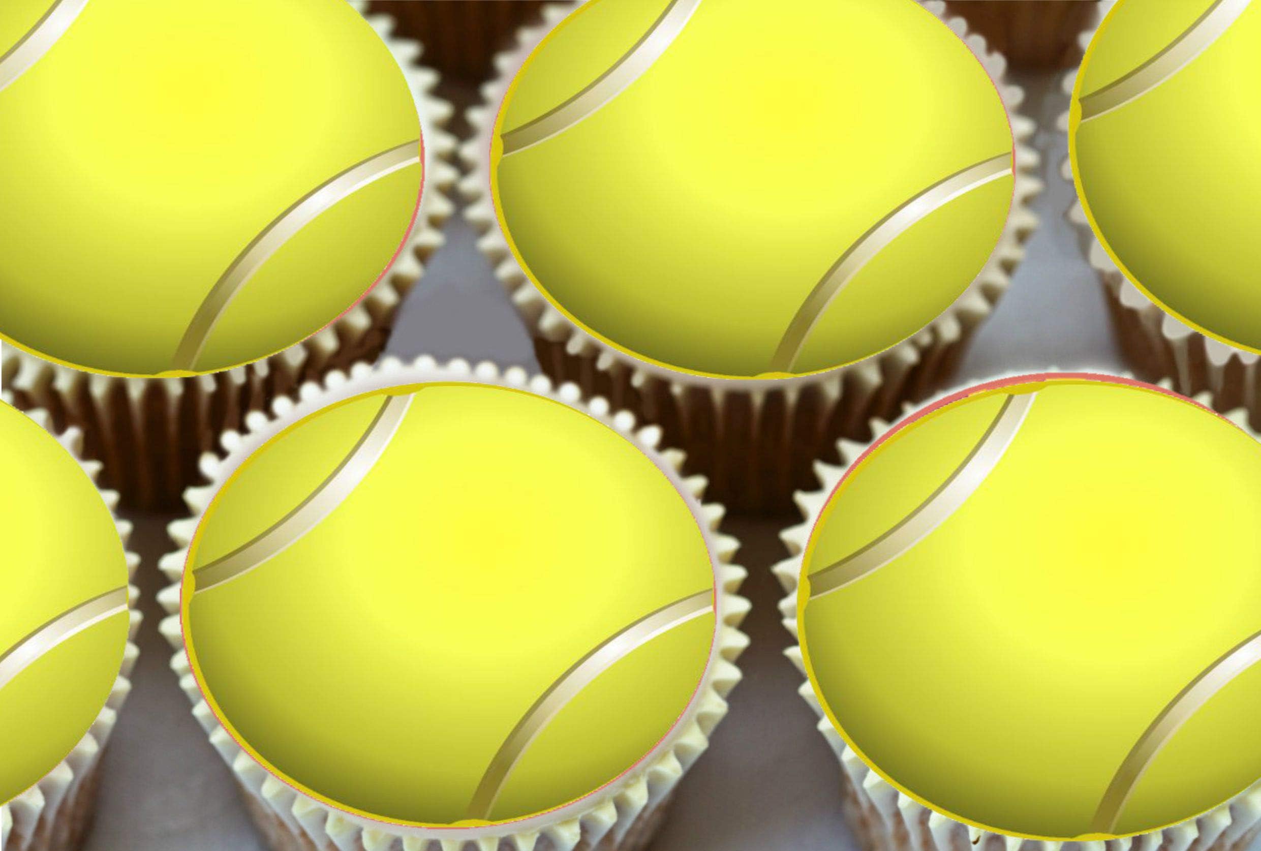24x Fondant Cupcake Toppers - Tennis Balls - Sports Party Cupcake Cake ...