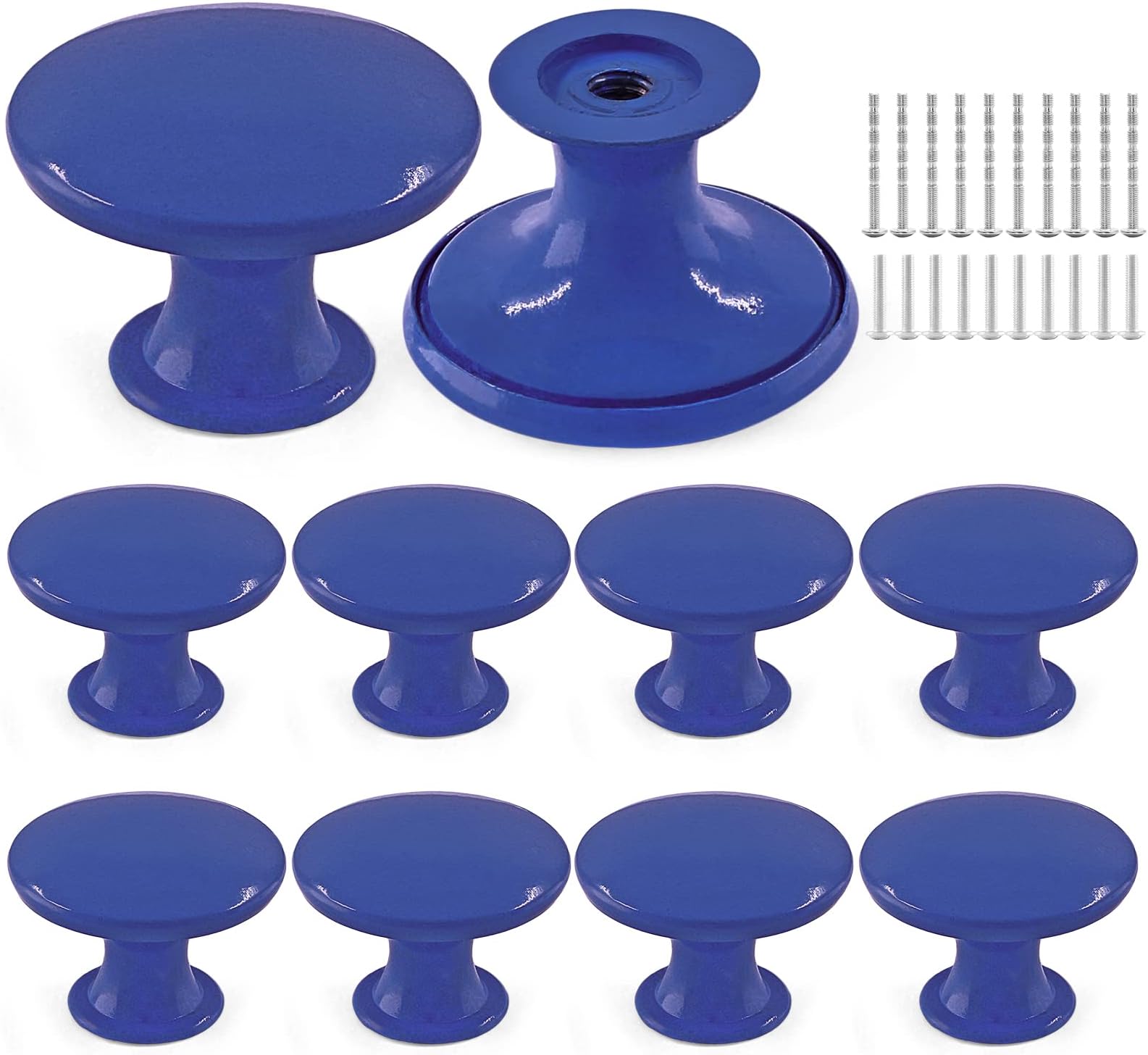 HEVSTIL 20Pack 30mm Navy Blue Round Cabinet Knobs Kitchen Cabinet Knobs ...
