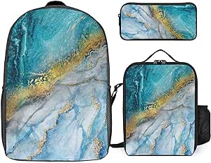 Amazon.com: DTCCET Blue Marble Backpack Set, Durable Marble Laptop Bag ...