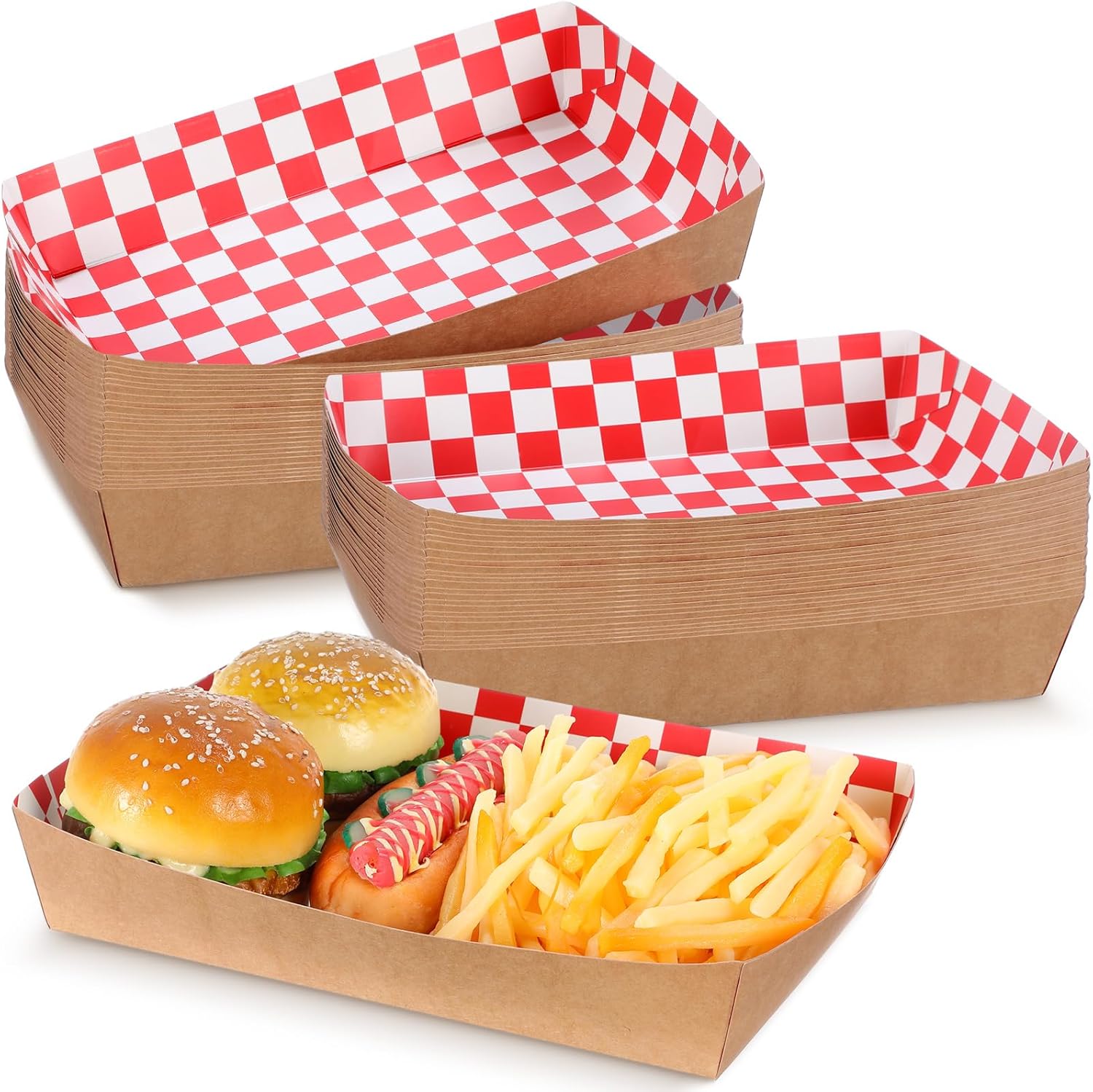 Amazon.com: Disposable Red White Checkerboard Paper Food Trays 5 lb ...