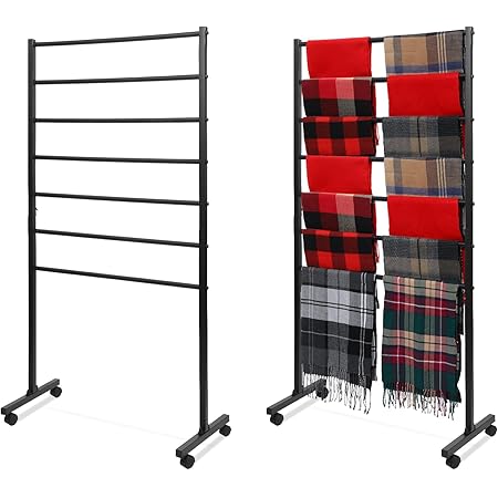 Amazon.com: Soaoo 2 Pack Black Metal Scarf Display Rack 7 Tiers ...