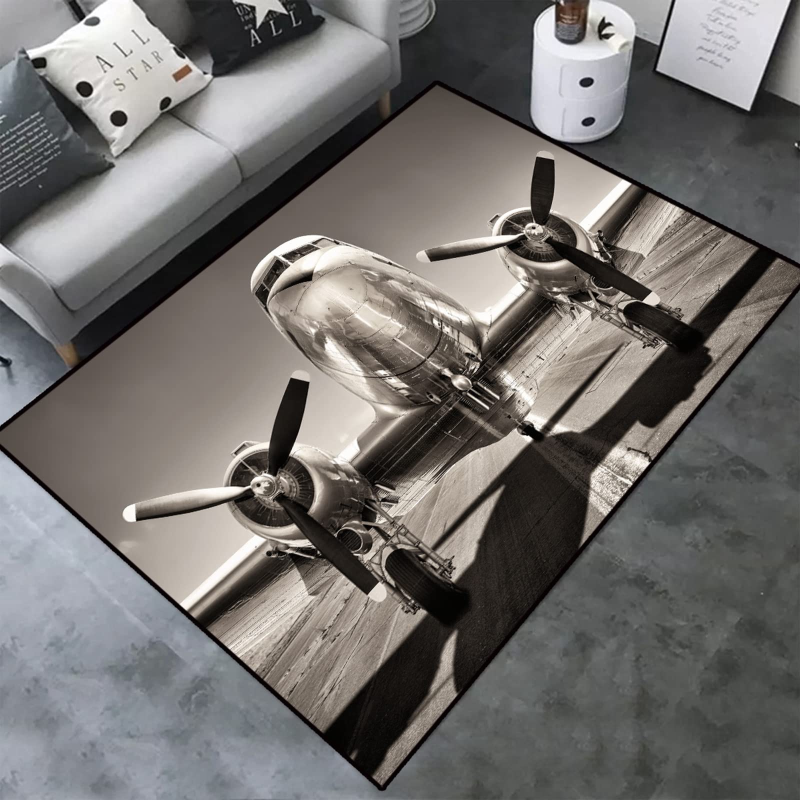 Vintage Airplane Area Rug Airplane Propeller Carpet Military Aircraft ...