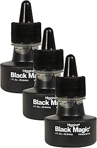 Amazon.com : Higgins Black Magic Pigmented Drawing Ink, 1 Ounce Bottle ...