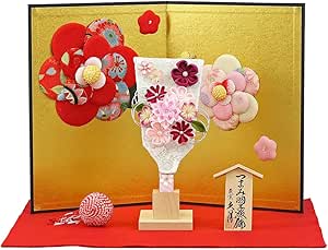 Amazon | 羽子板 久月 つまみ細工 羽子板 うす桃 花満開屏風 敷き布セット 【HGQ-Q24-RK17】 6号 ミニ羽子板 羽子板飾り 初正月 人形の久月20618-1MR | 正月 ...