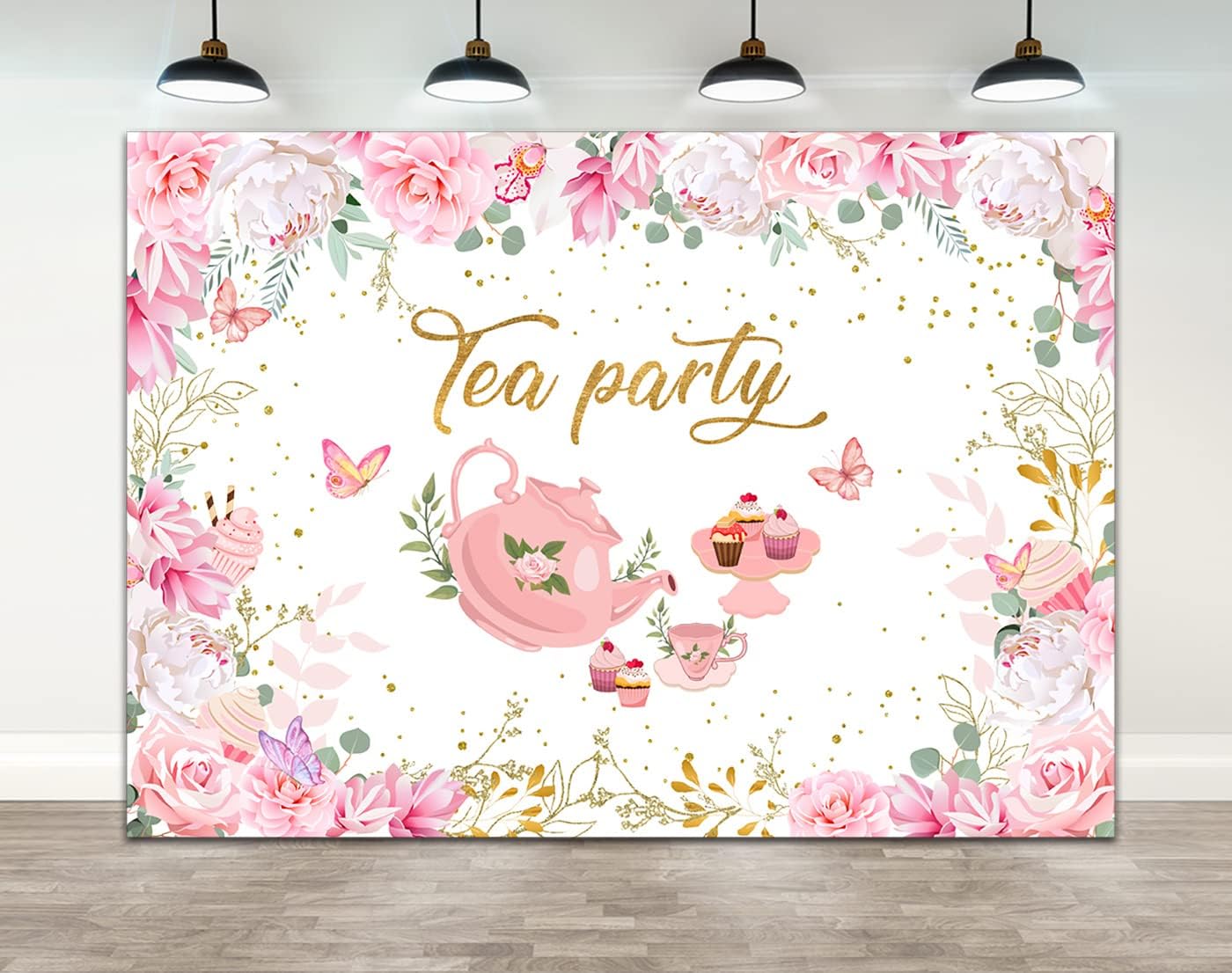 Amazon.com : Ticuenicoa 7×5ft Tea Party Backdrop Spring Pink Floral ...