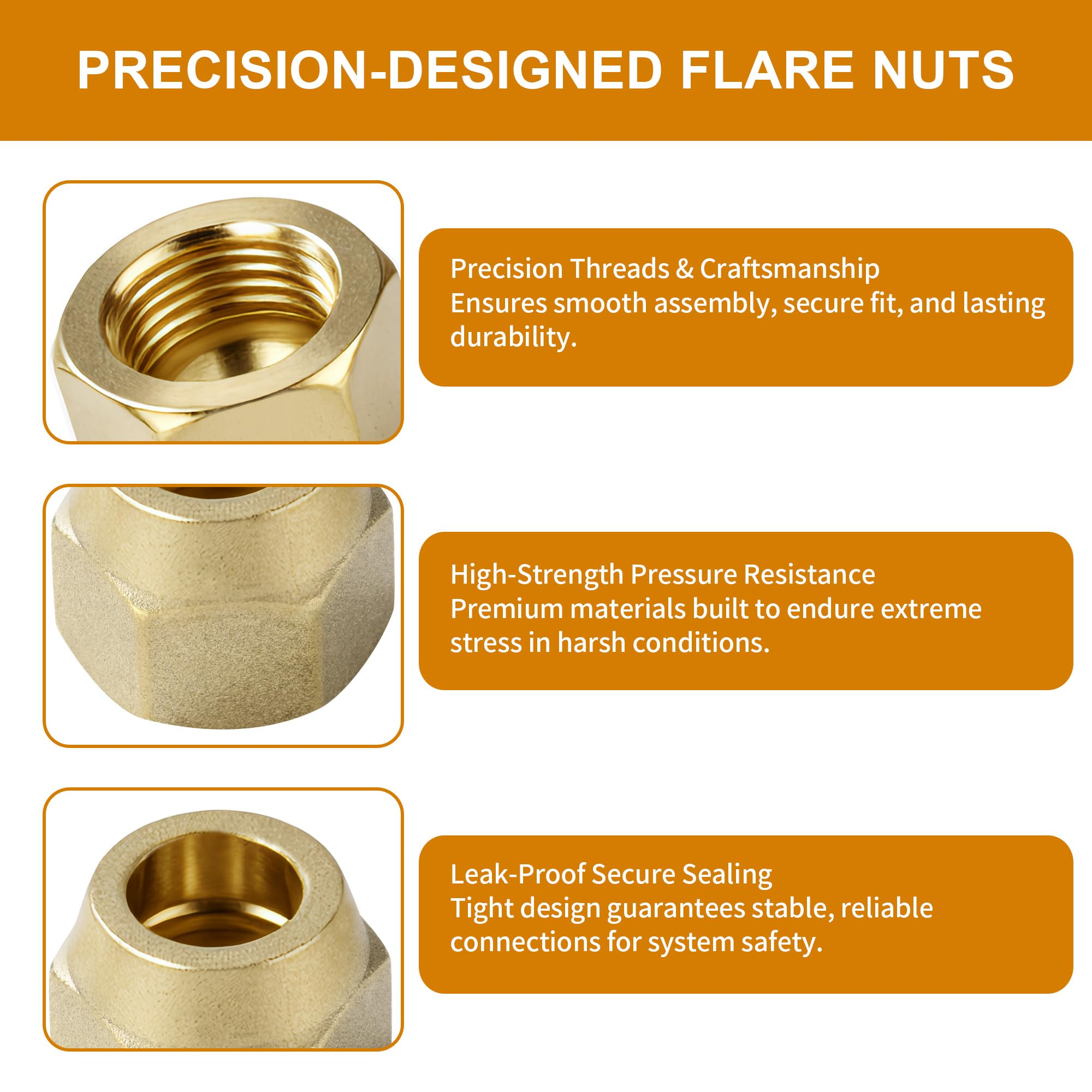 Snapklik.com : Premium Brass Flare Nut Set - SAE 45 Flare Tube Fittings ...