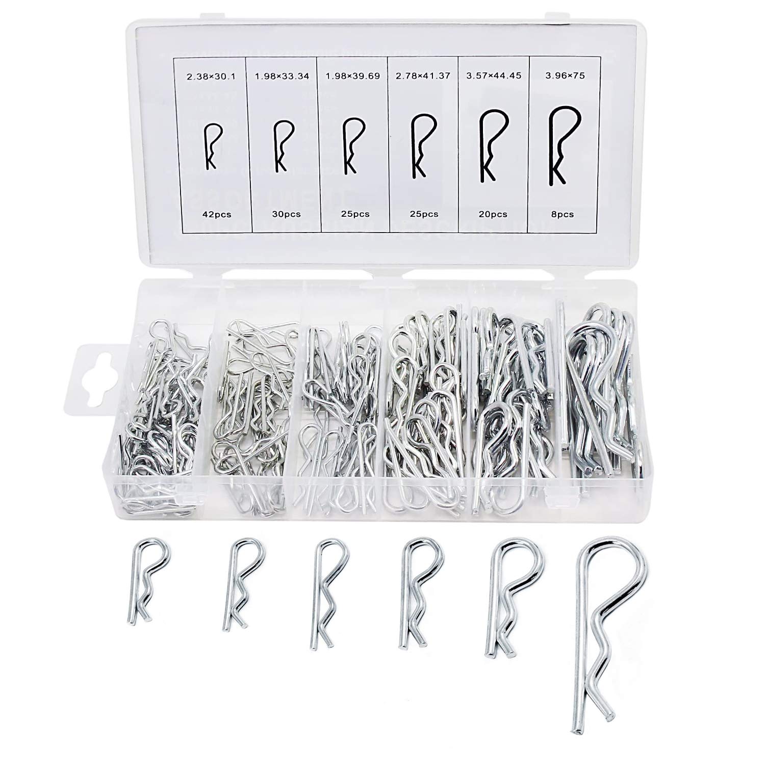 Amazon.com: 150Pcs Hitch Pin Clips R Type Cotter Pin, Silver, Each Box ...