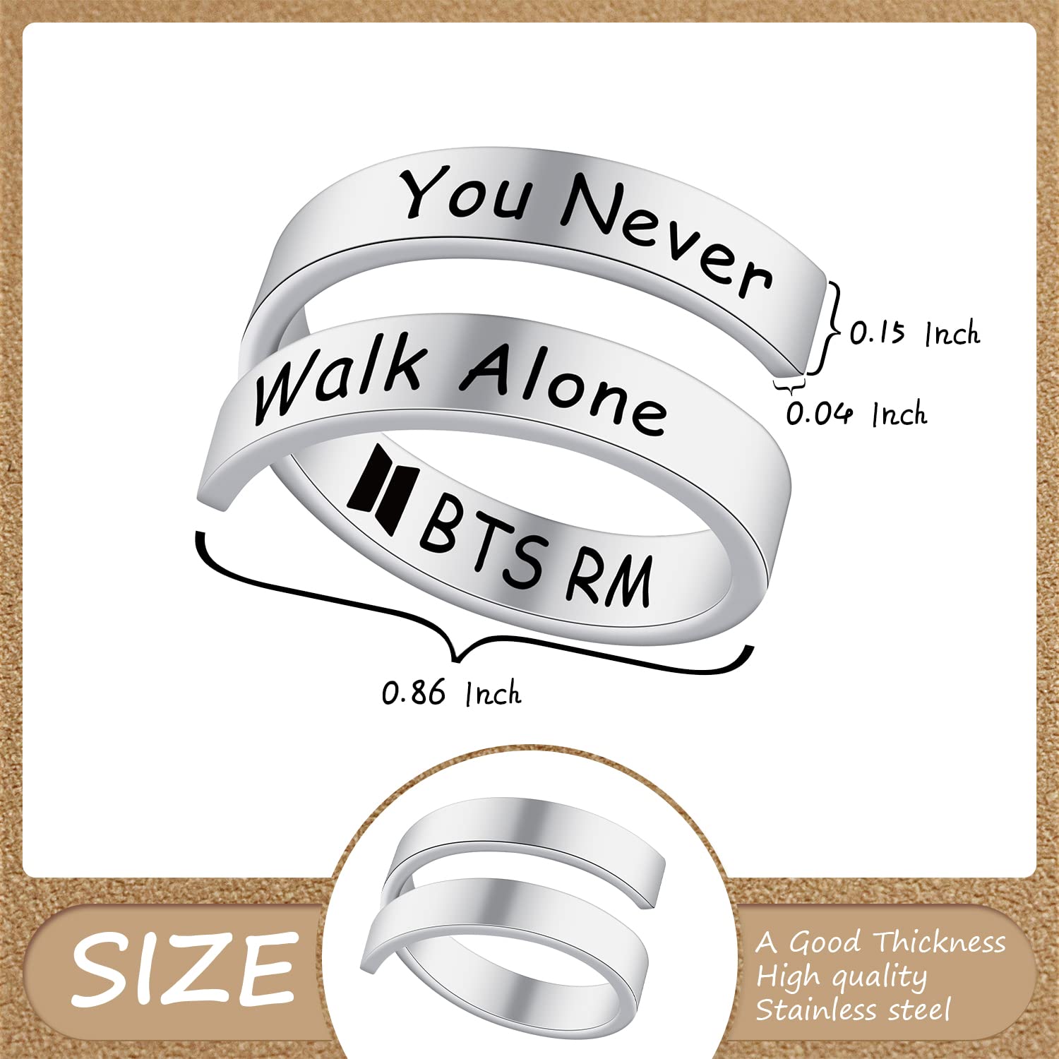 ARETIS Kpop BTS Ring BTS You Never Walk Alone Love Yourself J-HOPE ...