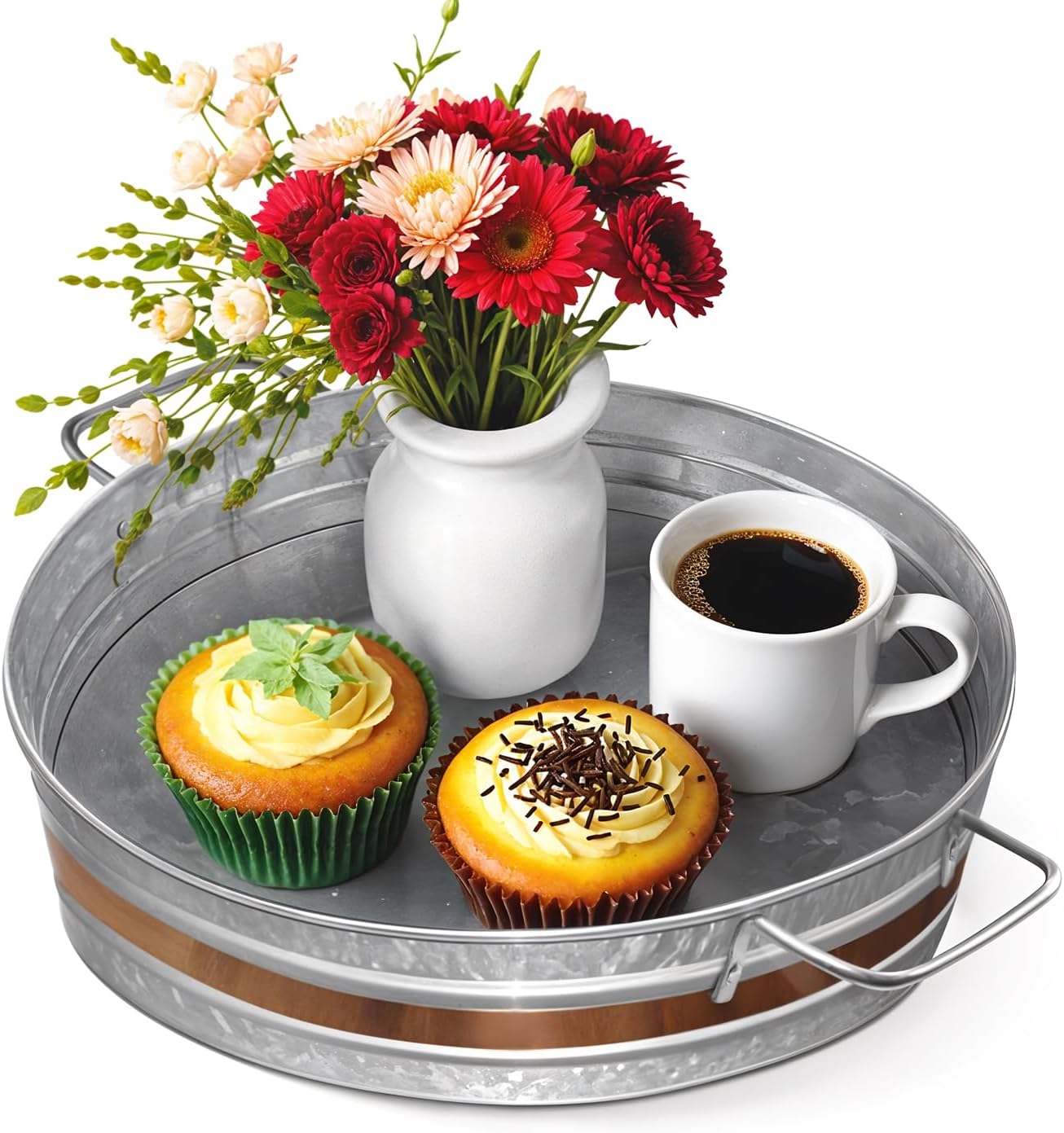 Amazon.com: Plexon Metal Serving Tray, Galvanized Tray 12" D with ...