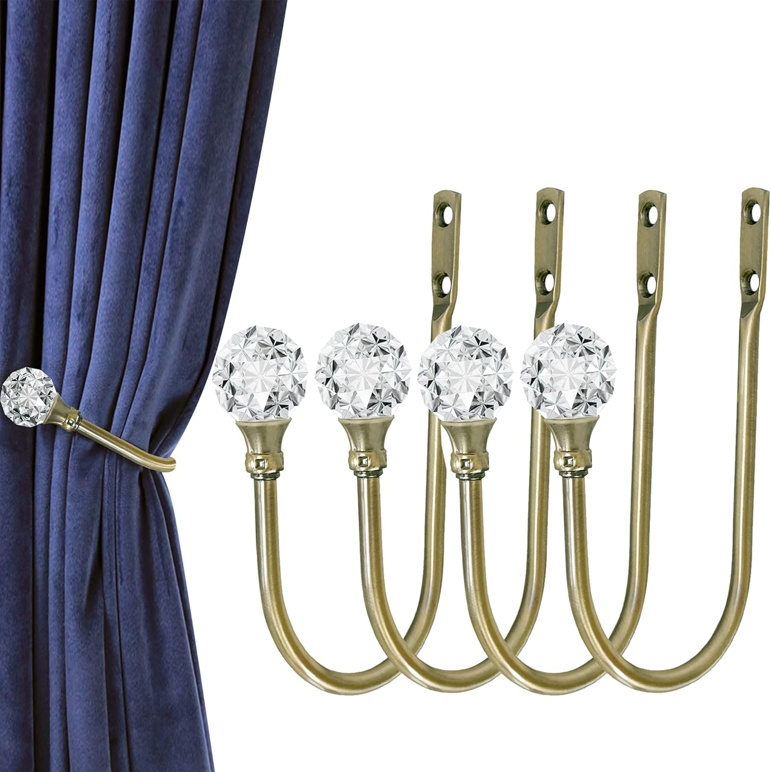 Amazon.com: HEMOUR Curtain Holdback, 4Pcs Wall Mounted Drapery Tiebacks ...