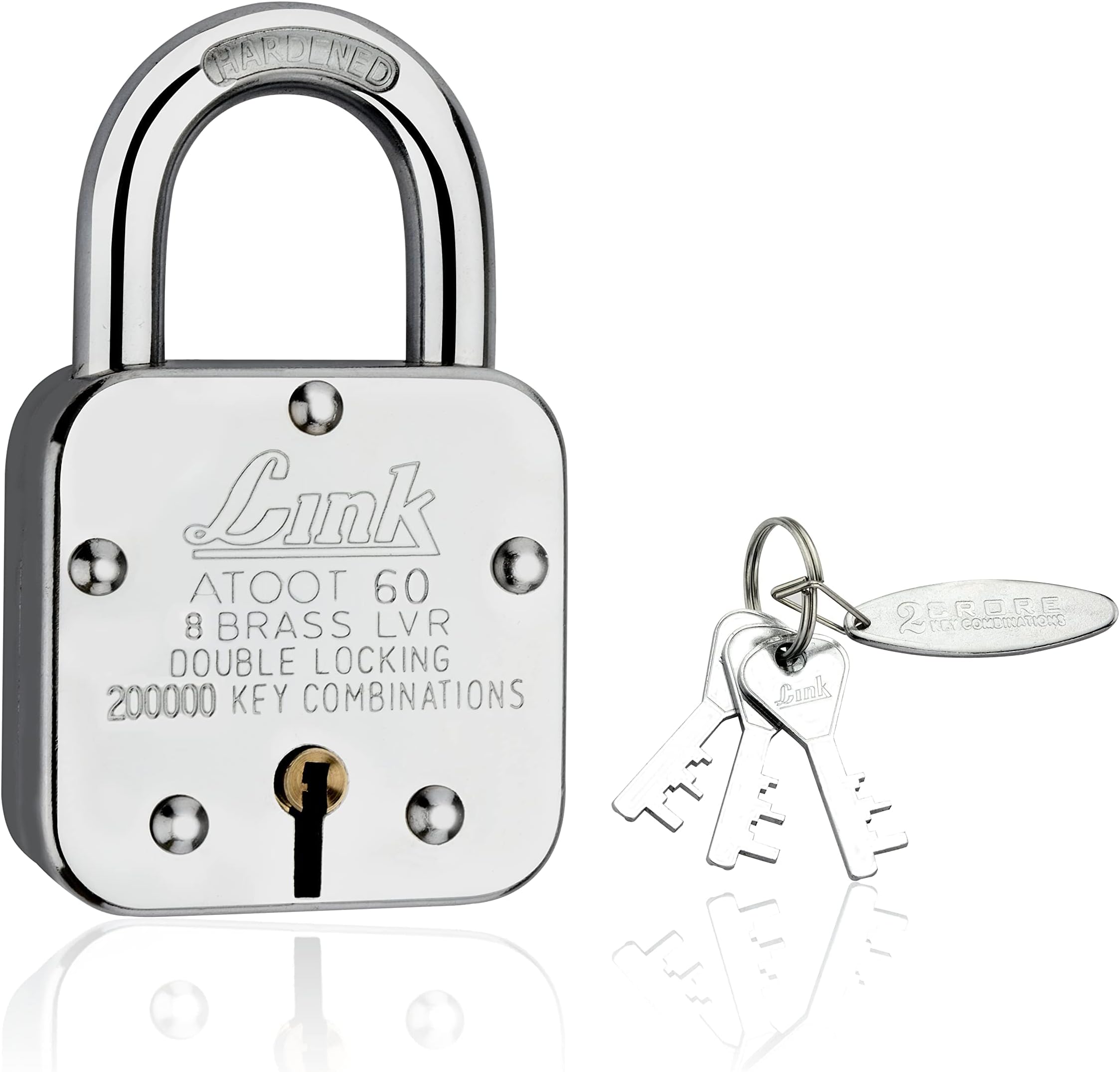Link® Atoot Extra 60mm Triple Locking Mechanism Padlock, Hardened ...