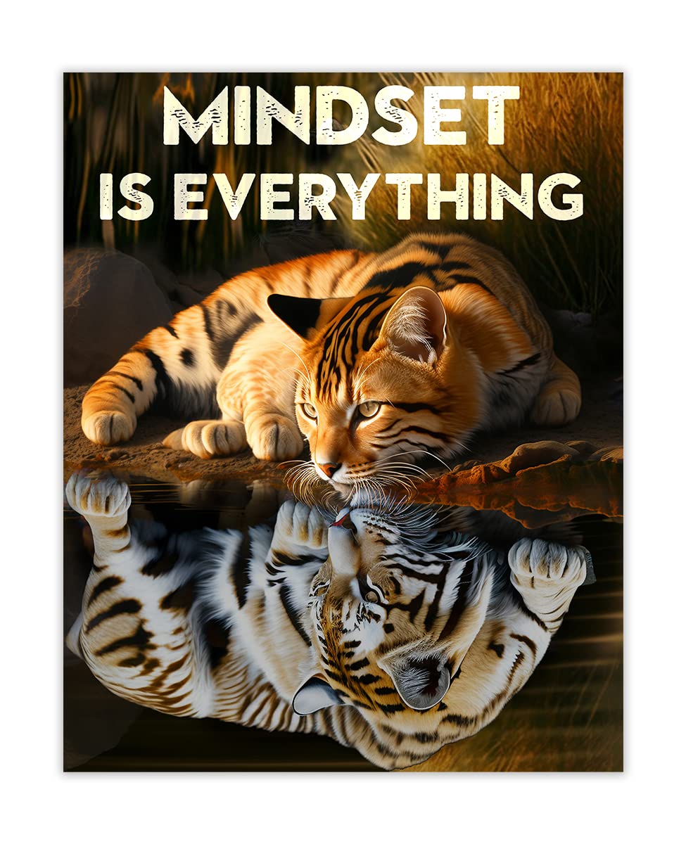 Amazon.com: Cat & Tiger Mindset is Everything Wall Art & Classroom ...