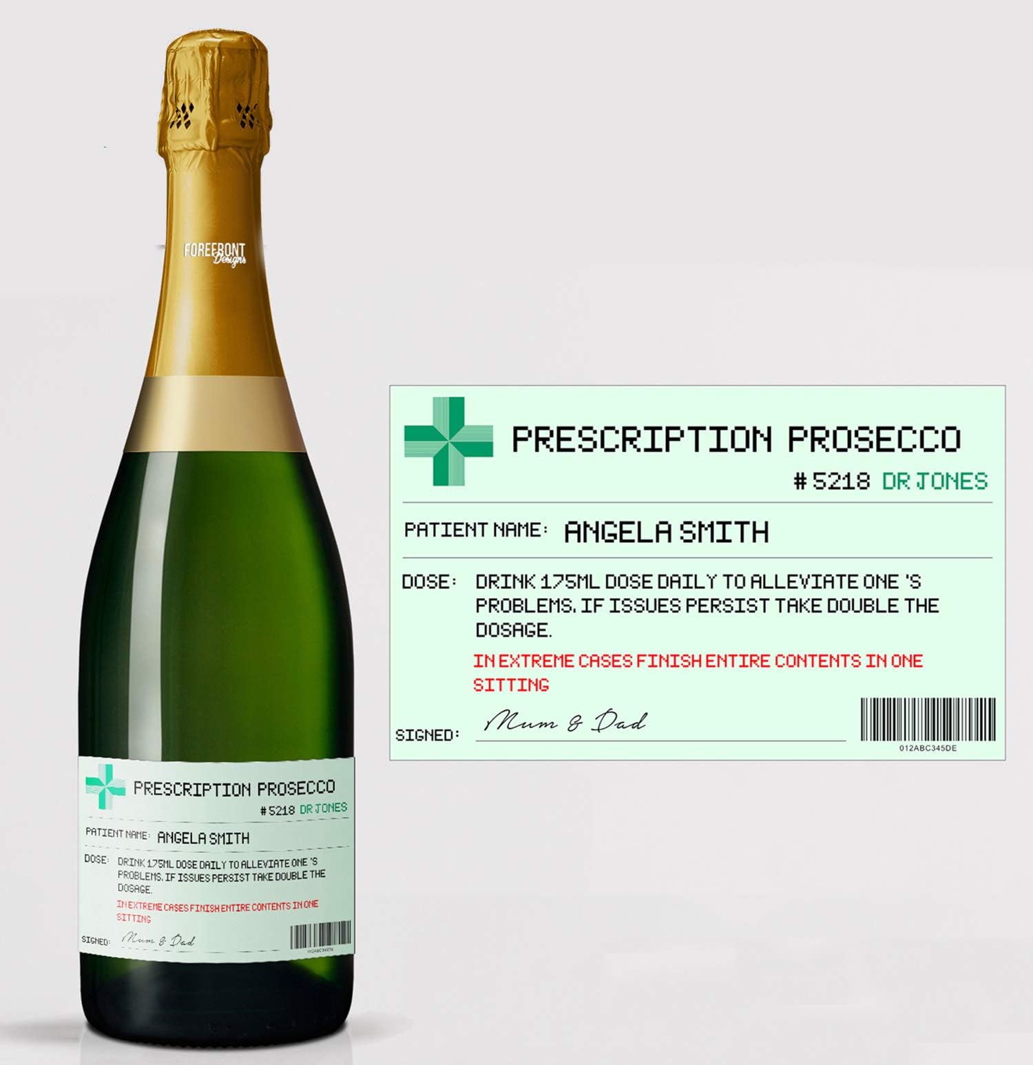 forefrontdesigns Personalised Novelty Prescription Bottle Label - Funny ...