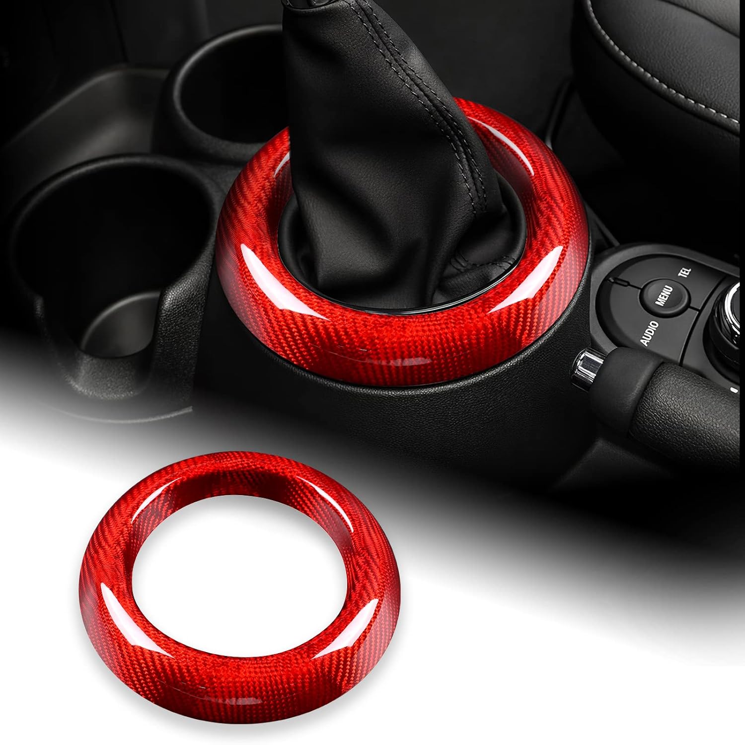 Amazon.com: AIRSPEED Car Gear Shift Panel Circle Cover Sticker Real ...