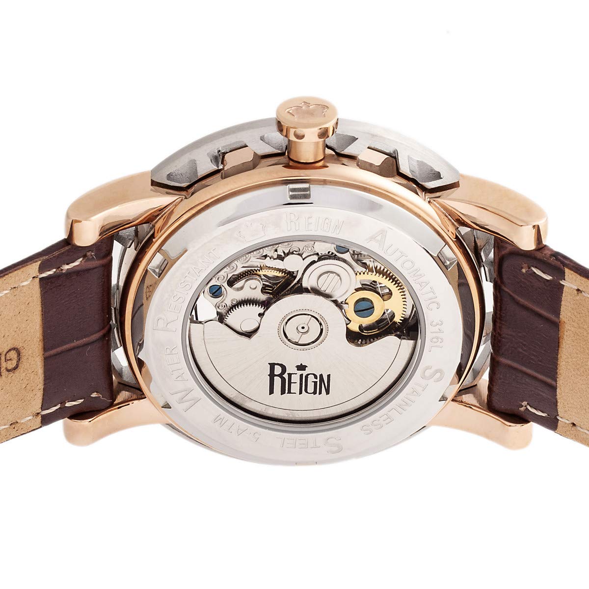 Snapklik.com : Reign Stavros Automatic Skeleton Leather-Band Watch